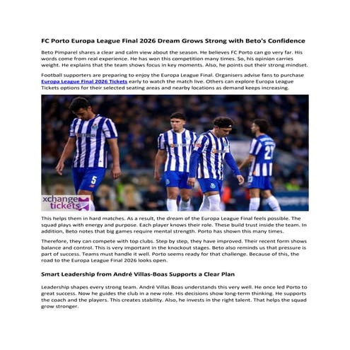 FC Porto's Strategic Journey to the Europa League Final 2026 | PDF