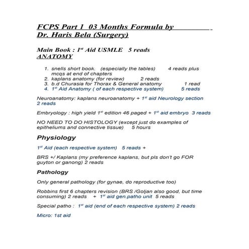 Fcps part 1 Exam formula | DOC