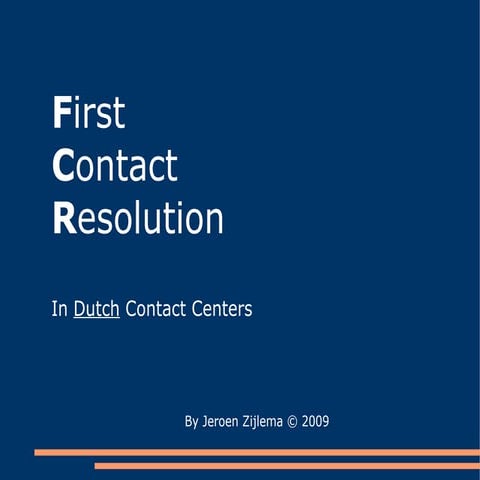 First Contact Resolution | PPT