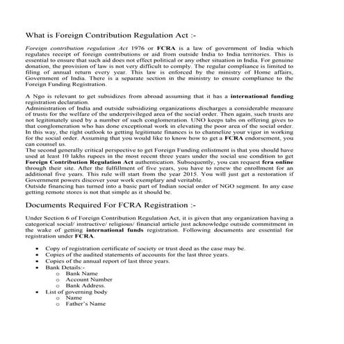 Step-by-Step Guide- Procedure for FCRA Registration Process Revelation | PDF