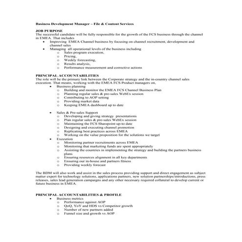 Fcs business development manager | PDF