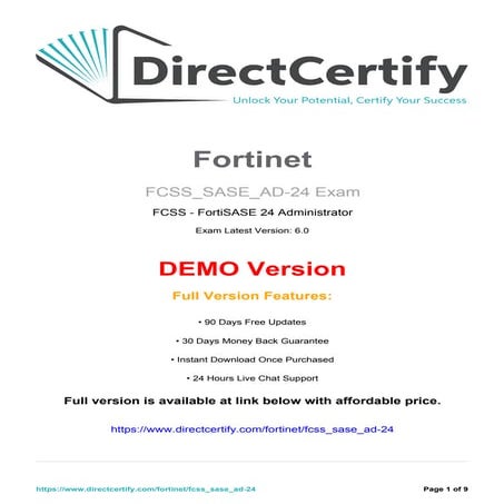 FCSS_SASE_AD-24 Certification – Fortinet FortiSASE 24 Administrator | PDF