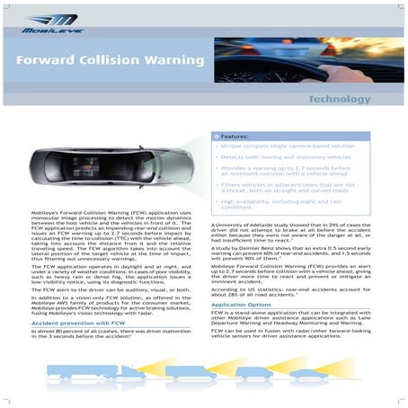Forward Collision Warning - Technology | PDF