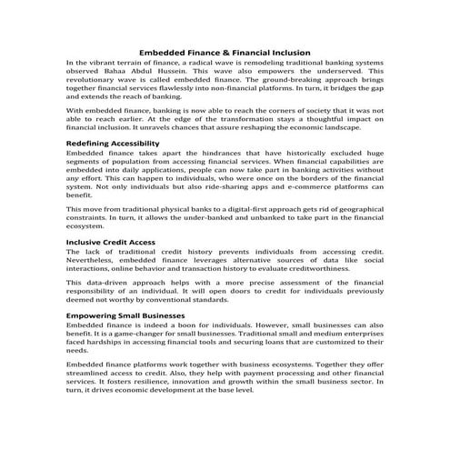 Embedded Finance & Financial Inclusion | DOCX