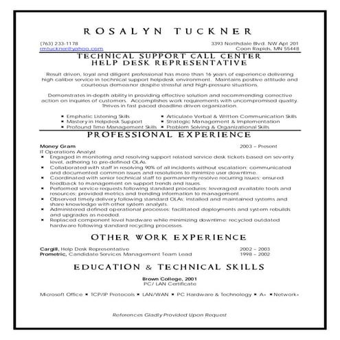 Rosalyn Tuckner Resume | PDF