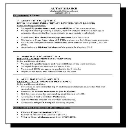 Resume- Altaf Shaikh | DOC