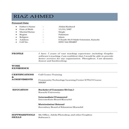 Riaz ahmad cv | PDF