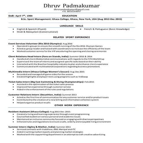 Resume. Dhruv Padmakumar | PDF