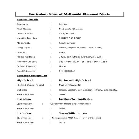 Curriculum Vitae | DOCX | Logistics | Business