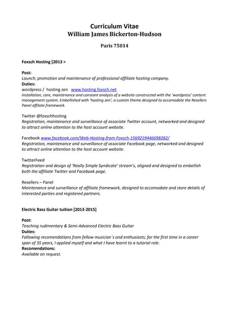 Example skills based CV