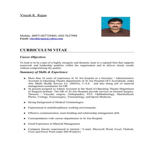 CV - Vinesh K. Rajan | PDF