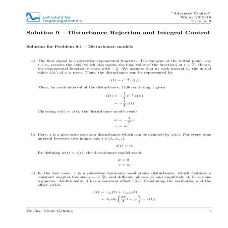 Process Dynamics Exercises and their solutions | PPTX