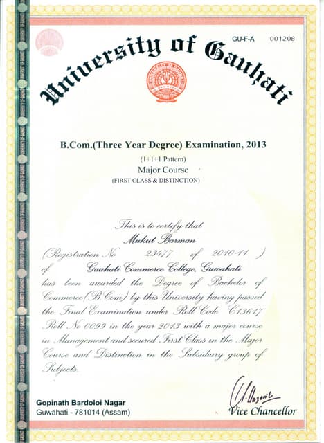 UG Degree Certificate | PDF | Cameras and Camcorders | Consumer Electronics