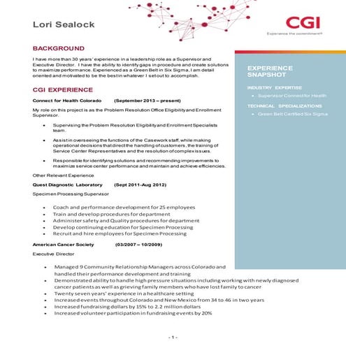 Lori Sealock CGI resume | DOCX