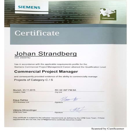 CPM Certification Siemens AB | PDF