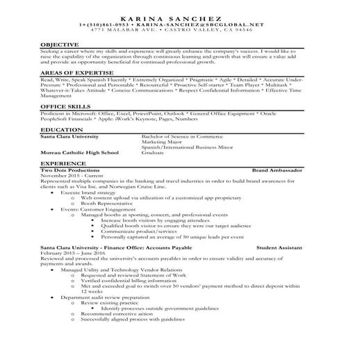 Karina Sanchez Resume | PDF