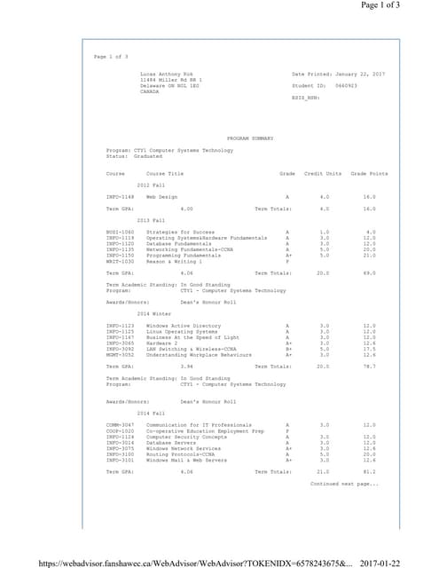 Unofficial transcripts | PDF