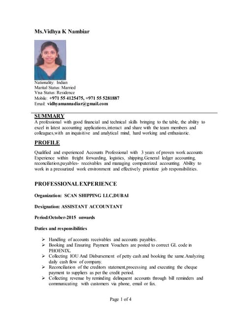 vidhya k nambiar resume | PDF vidhya k nambiar resume | PDF