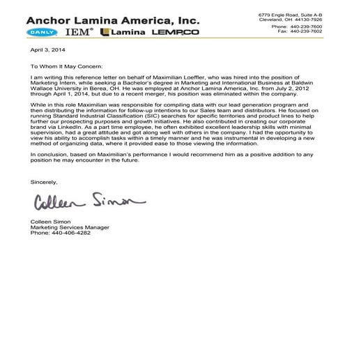 Max Loeffler Reference Letter | DOC
