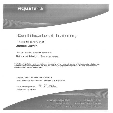 James Devlin - Working at Height unit 2 Exp 14.07.19