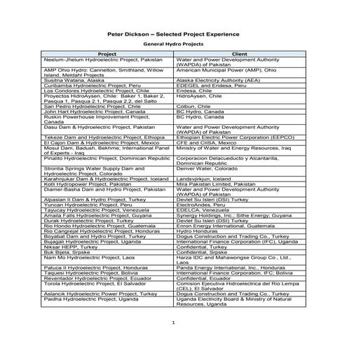 Peter Dickson Selected Project Experience | PDF