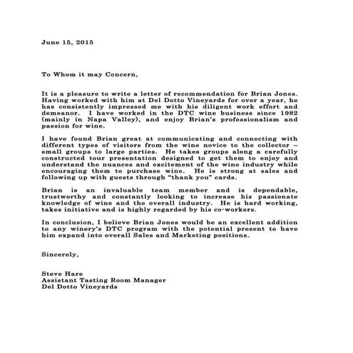 recommendation letter - stan miller | PDF
