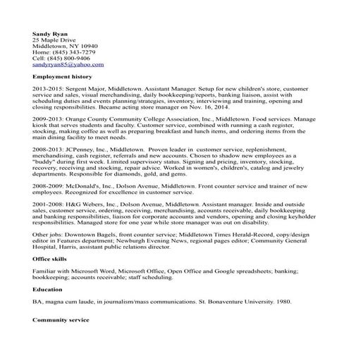 Sandy's resume March 2015 | PDF