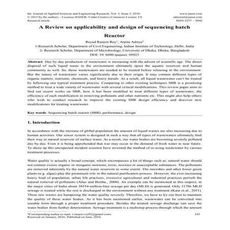 Sequencing batch reactors | PPTX