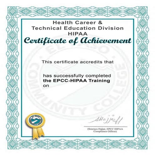 HIPAA Certificate | PDF