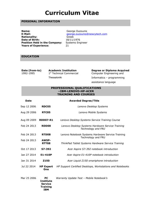 Dimitris grigorakis europass | PDF