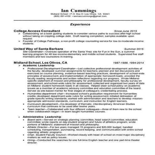 Ian Cummings.Resume.ABC-CLIO | DOCX | Professional School | Postgraduate Education