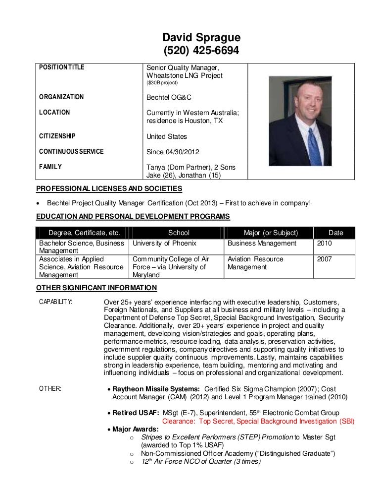 David Sprague - Resume 13 Jun 16