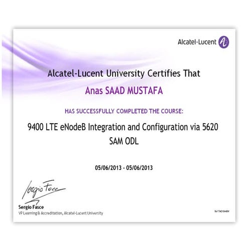 9400 LTE eNodeB Integration and Configuration via 5620 | PDF