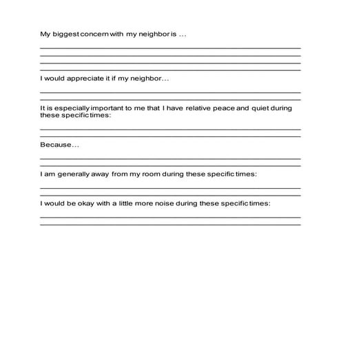 Neighbor Conflict Mediation Sheet | DOCX