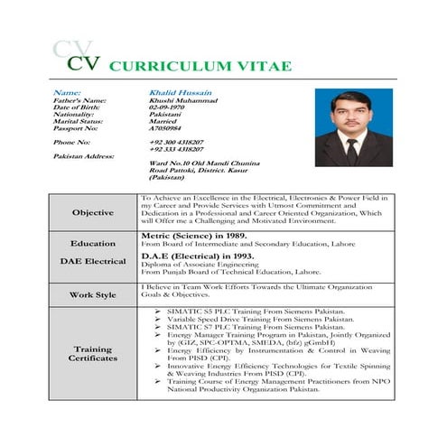 CV of Khalid Hussain | PDF