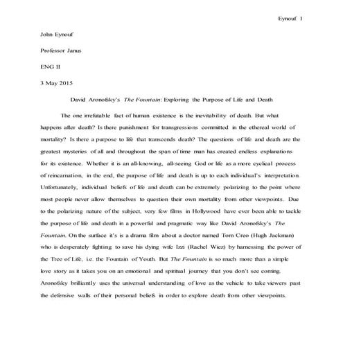 The Fountain Research Paper - Final Draft | DOCX