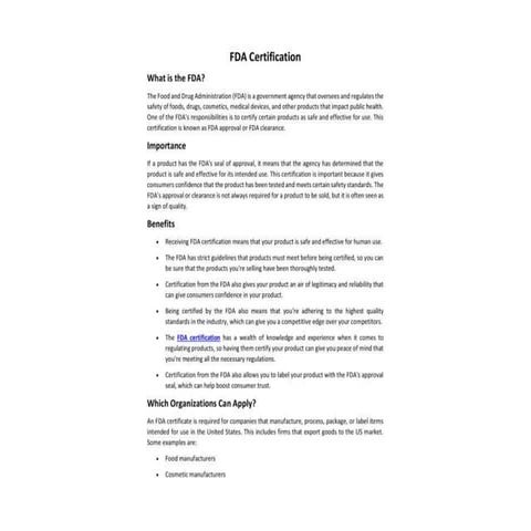 Navigating the FDA Certification Process: Ensuring Product Safety and ...