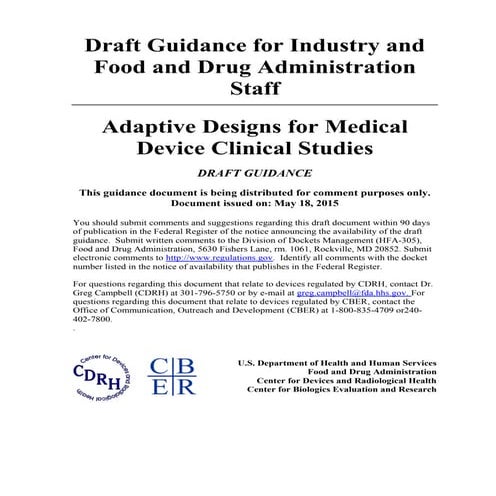 FDA: Designs for Medical Device Clinical Studies | PDF