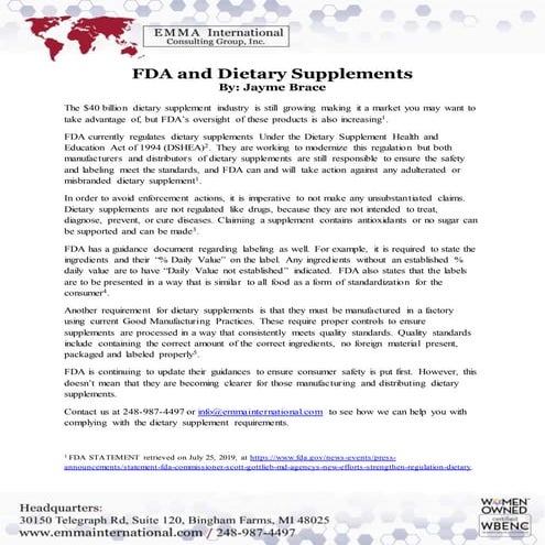 FDA and Dietary Supplements | DOCX