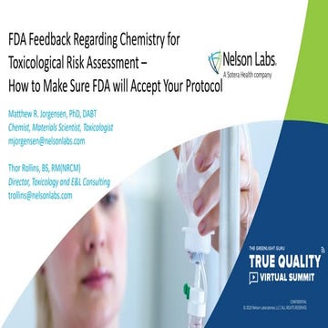 FDA Feedback Regarding Chemistry for Toxicological Risk Assessment ...