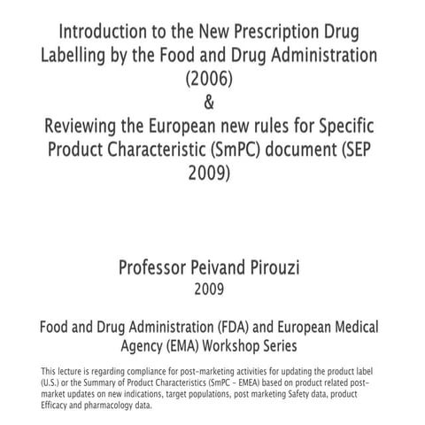 Fda guidance for food and drug labelling professor pirouzi | PDF