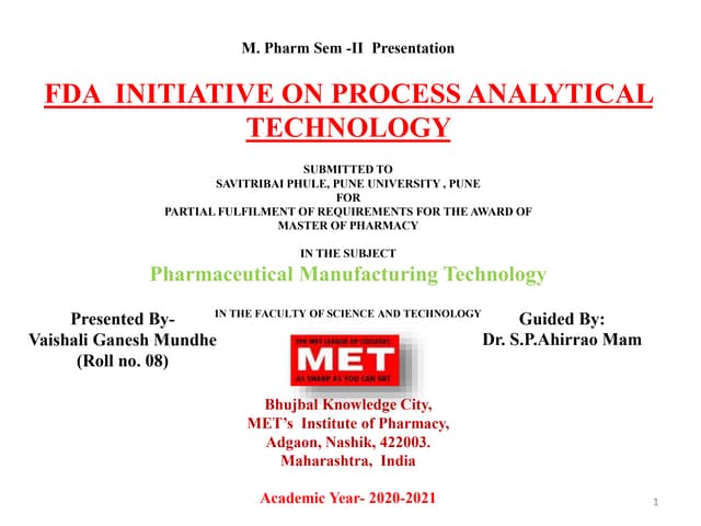 Process Analytical Technology (PAT) | PPTX