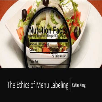 FDA Menu Labeling Ethics | PPT