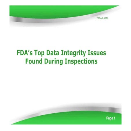 FDA's top data integrity issues during the inspections | PDF