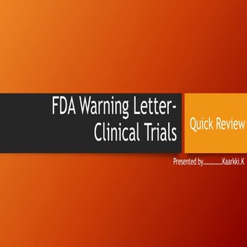 FDA warning letter-Quick Review-India | PPT