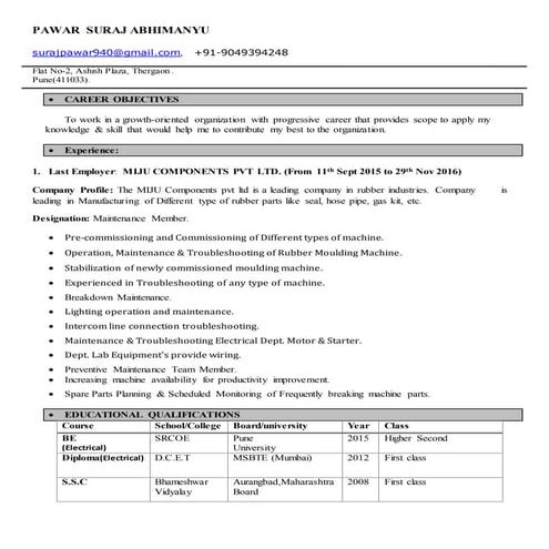 Suraj Pawar CV | PDF