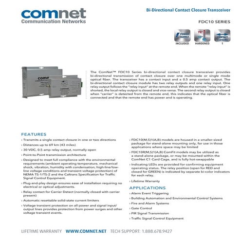 ComNet FDC10M1A Data Sheet | PDF