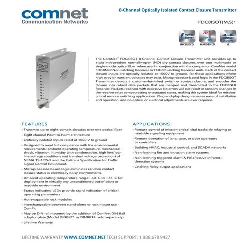 ComNet FDC8ISOTM1 Data Sheet | PDF
