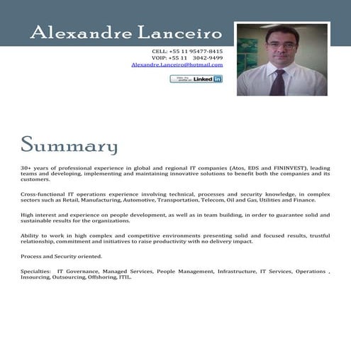 Curriculum Vitae - Alexandre Lanceiro Souza | PDF