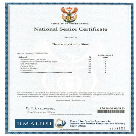Matric Certificate | PDF